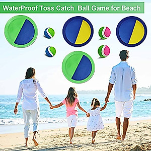 Jalunth Ball Catch Set Games Toss Paddle - Beach Toys Back Yard Lawn Outdoor Pool Backyard Camping Throw Age 3 4 5 6 7 8 9 10 11 12 Years Old Boys Girls Kids Adults Family Outside Easter Gifts Green