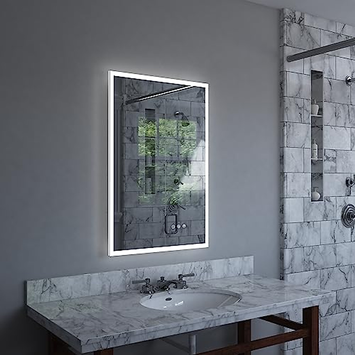 Luxaar Lucent 24 in. x 36 in. Wall Mounted LED Vanity Mirror with Color Changer, Dimmer and Defogger