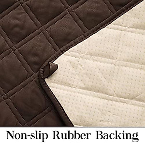 TOMORO Non-Slip Loveseat Recliner Cover, 100% Waterproof Quilted Recliner Chair Slipcover Furniture Protector with Pockets, Washable Couch Cover with Elastic Straps for Kids and Pets