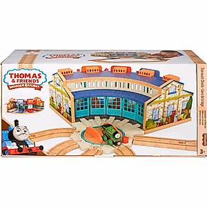 Thomas & Friends Wooden Railway Toy Train Track Tidmouth Sheds Starter Set with Percy Wood Engine for Preschool Kids Ages 3+ Years (Amazon Exclusive)
