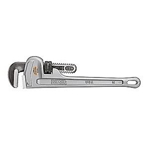 RIDGID 31095 Model 814 Aluminum Straight 14" Plumbing Pipe Wrench, Silver, Made in the USA