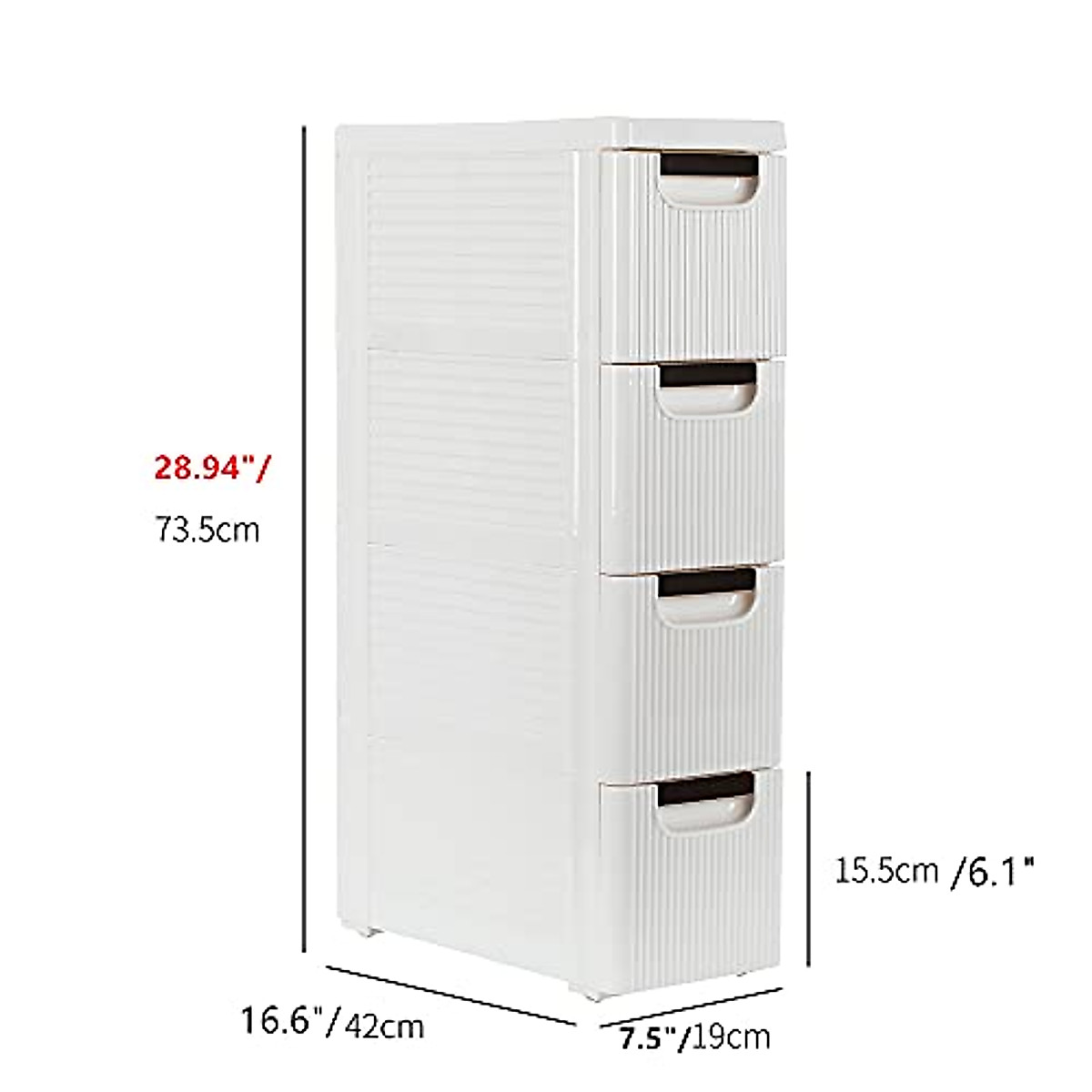 4 Storage Drawer Rolling Cart Organizer and Storage,Plastic Unit on Wheels Narrow Slim Bathroom Storage Cabinet Organizer