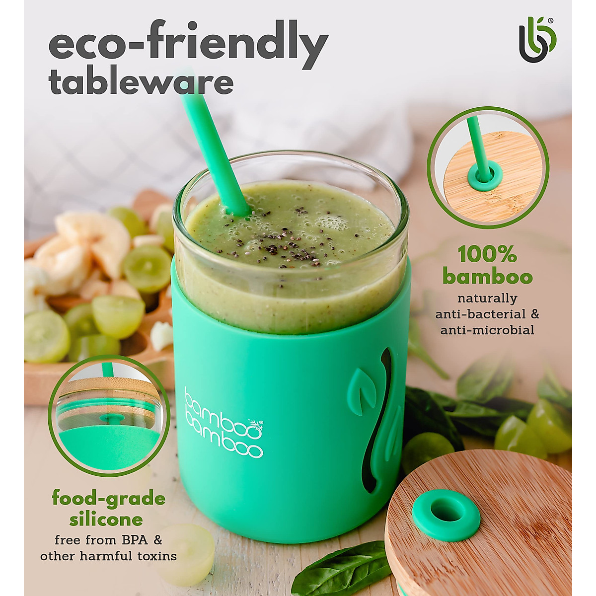 bamboo bamboo Toddler Sippy Cup with Straw and Lid, Transition Drinking Cup for Kids Holds 11.8 oz of Milk, Juice, Water or Smoothies – Glass Kids Cup with Impact-Resistant Silicone Sleeve and Straw