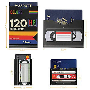 LotFancy RFID Blocking Sleeves (19 Pack, 14 Credit Card Sleeves + 5 Passport Sleeves) for Identity Theft Protection, Designed with Cassette Pattern