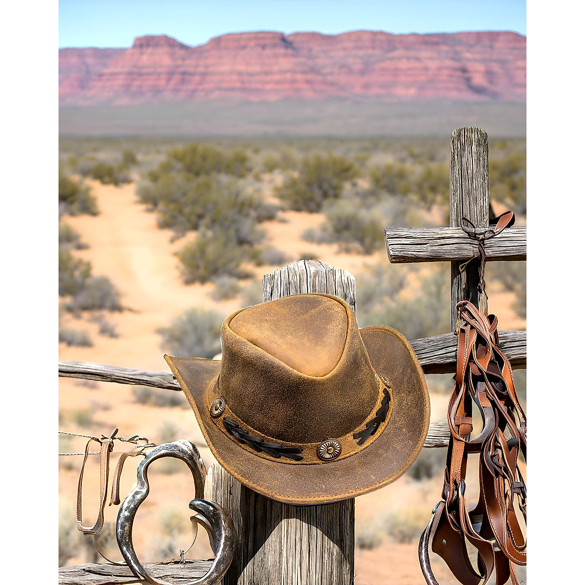 HADZAM Leather Cowboy hat Shapeable into Outback hat, Australian Hats for Men & Women (US, Alpha, Large, Brown)