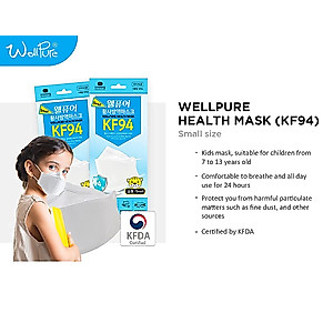 SUMFREE (30 pack) WELLPURE KF94 Kids (Small size), 4 layer protection, 100% Made in Korea, Comfortable breathing, Daily disposable (30)