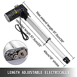 Happybuy 16 Inch Stroke Electric Actuators DC 12V with Mounting Bracket Heavy Duty 6000N/1320LB Actuators for Recliner TV Table Lift Massage Bed Electric Sofa