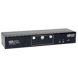 Tripp Lite 2-Port Dual Monitor DVI KVM Switch with Audio, USB 2.0 Hub & Cables (B004-2DUA2-K)