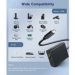 【Upgrade with Indicator】 Ethernet Adapter for Fire TV Stick, ZEXMTE Fire Stick Ethernet Adapter, Micro USB to RJ45 Ethernet Adapter, Compatible with Fire Stick 4K, Chromecast Ultra Audio Etc