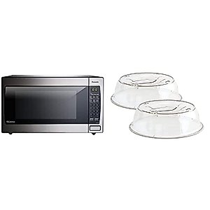 Panasonic Microwave Oven NN-SN966S Stainless Steel Countertop/Built-In with Inverter Technology and Genius Sensor, 2.2 Cubic Foot, 1250W & Nordic Ware Deluxe Microwave Cover, Clear