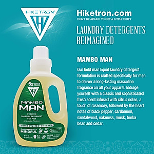 Hiketron Mambo Man Laundry Liquid Detergent, 5x Ultra Concentrated, Tough Stains Remover, Long Lasting Masculine Scent (40 Fl Oz, Pack of 1)
