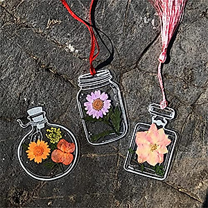 Onemoredream 30Pcs Transparent Dried Flower Bookmarks, DIY Dried Flower Bookmark, Flower Bookmark Maker for Girls Adults Kids Back-to-School Season, Graduation Present (Drifting Bottle)