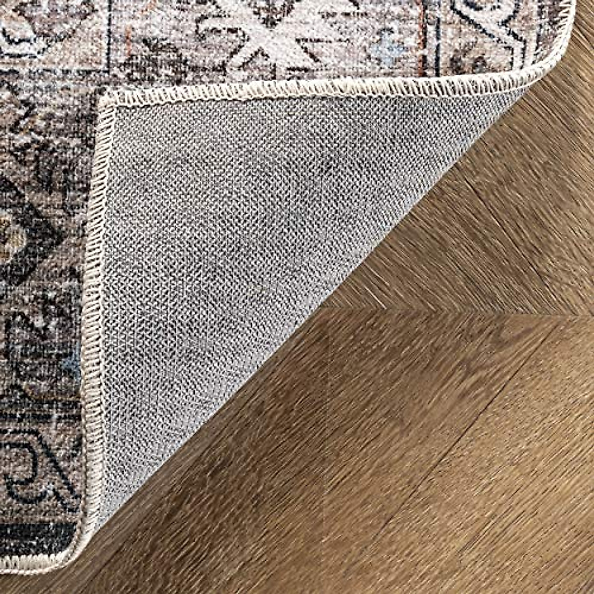 nuLOOM Gracie Distressed Medallion Machine Washable Area Rug, 8' x 10', Peach