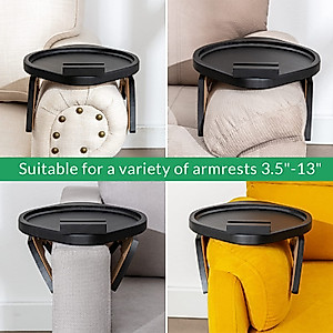 SINWANT Sofa Armrest Tray, Clip On Couch Arm Table, Foldable Sofa Arm Tray with 360° Rotating Phone Holder,Side Tables,TV Trays, Sofa Table for Eating and Drink Table