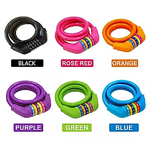 IDEALUX Bike Lock Cable, 4 Feet Resettable Cable Lock, Self Coiling 5 Digit Combination Bike Lock, Pefect for Locking Motocylce E Bike Scooter Skatebord (Black)