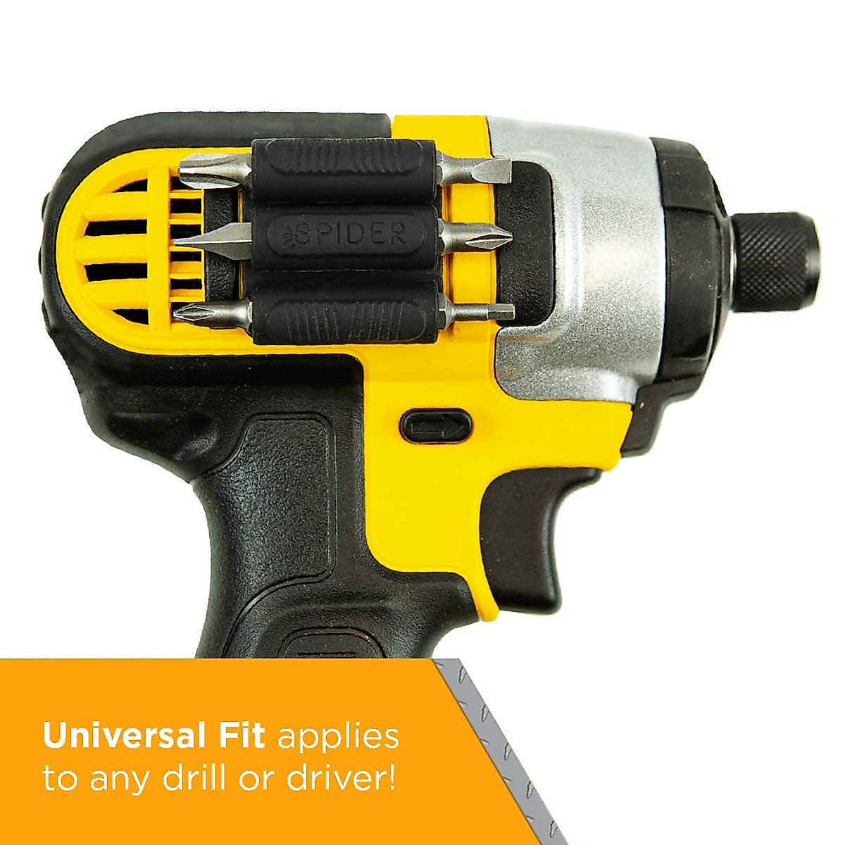 Spider Tool Holster - BitGripper v2 - Pack of Two - High Strength 3M Adhesive Drill add-on for Easy Access to six Driver bits on The Side of Your Power Drill or Driver! - Includes One Alcohol Swab
