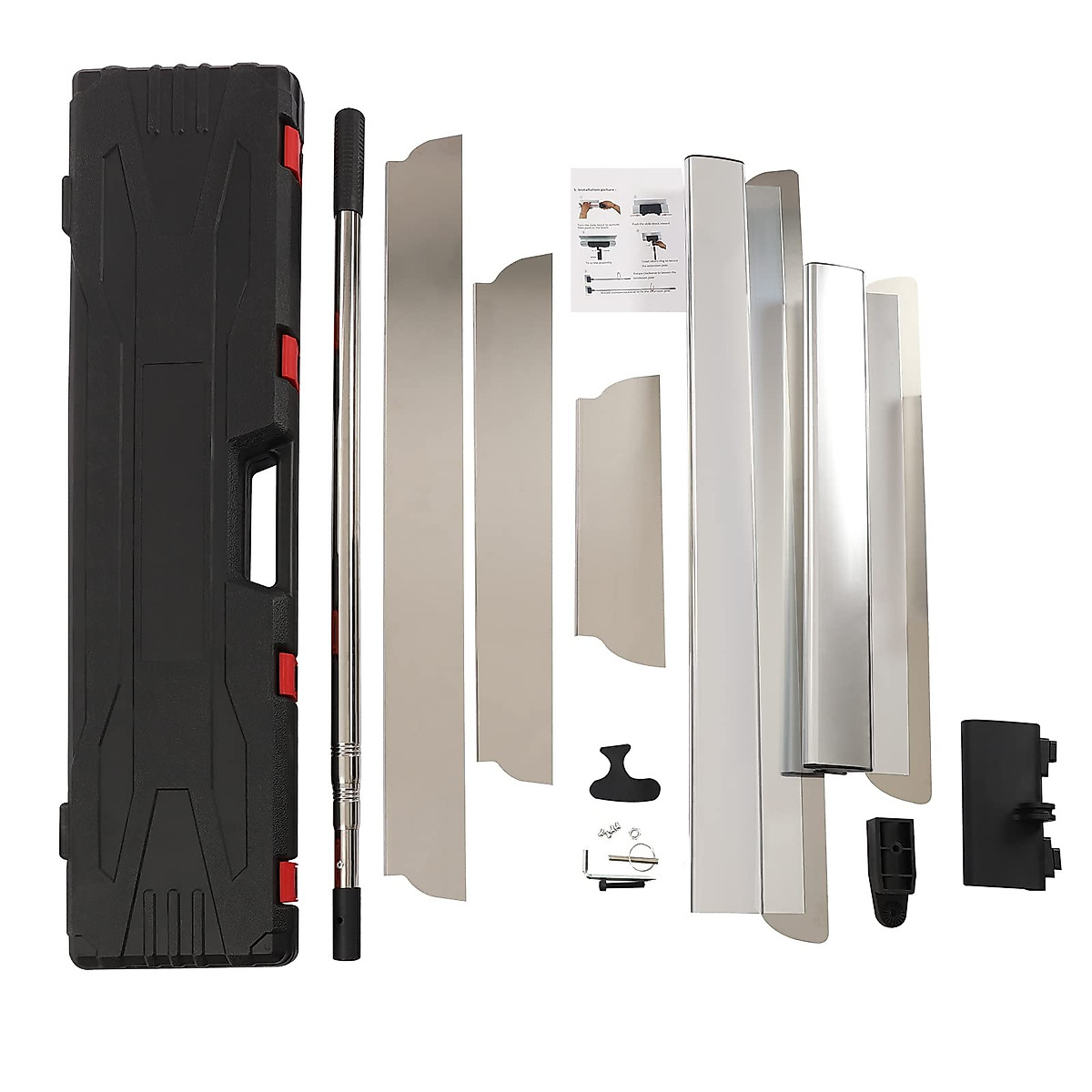 Futchoy Drywall Skimming Blade Set - 12", 22" & 32" Blades + 34.65-80.71"Extension Handle | Pro-Grade | Stainless Steel Construction | High-Impact End Caps