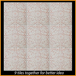 R39A White Satin Washed Copper 20x20 Amazing Styrofoam Tin Look Ceiling Tiles Easy to Glue Up On Any Type of Surface