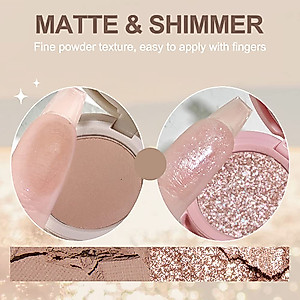 Erinde 4 Colors Eyeshadow Palette, Matte Shimmer Quartet, High Pigmented, Long Lasting, Ultra-Blendable, Rich Colors with Velvety Texture Eye Makeup Palette with Mirror, Great for Travel M02#