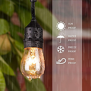 Classyke 48ft LED Outdoor String Lights for Patio Garden Yard Deck Cafe Wedding Dimmable Waterproof Commercial Grade [UL Listed]