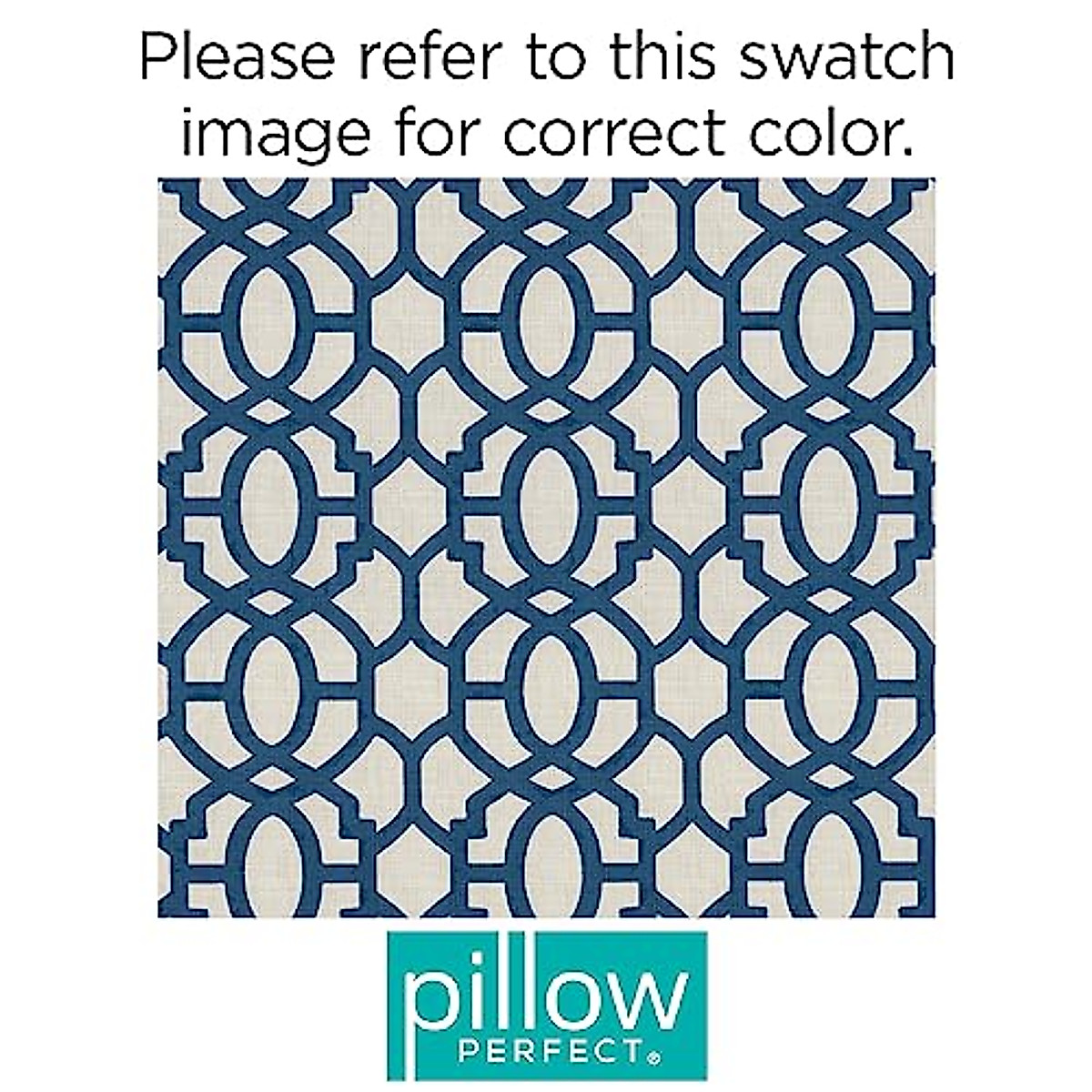 Pillow Perfect Trellis Outdoor 1 Piece Chair Cushion, Deep Seat, Weather, and Fade Resistant, Square Corner - 36.5" x 18", Blue/Ivory Nunu Geo, 1 Count