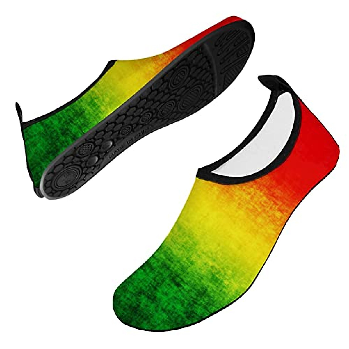 Water Shoes for Women Men Swim Beach Shoes Barefoot Quick-Dry Aqua Socks for Beach Swim Surf Yoga Exercise - Jamaican Colors Rasta