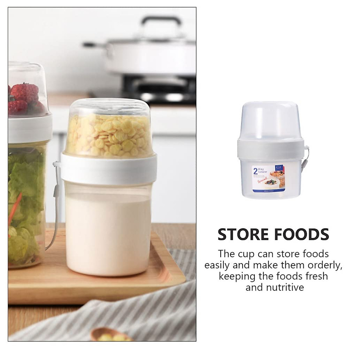 Hemoton 1 Set double layer crisper hot food flask cereal and milk thermal food jar hot food jar vacuum food containers Sealed Cereal Oatmeal small container yogurt white plastic pp office