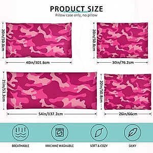 Pink Camo Pillowcase for Hair and Skin Body Pillow Cover Pillow Case Queen Size 20"X 30" Pillow Case Protector with Zipper for Body Pillows
