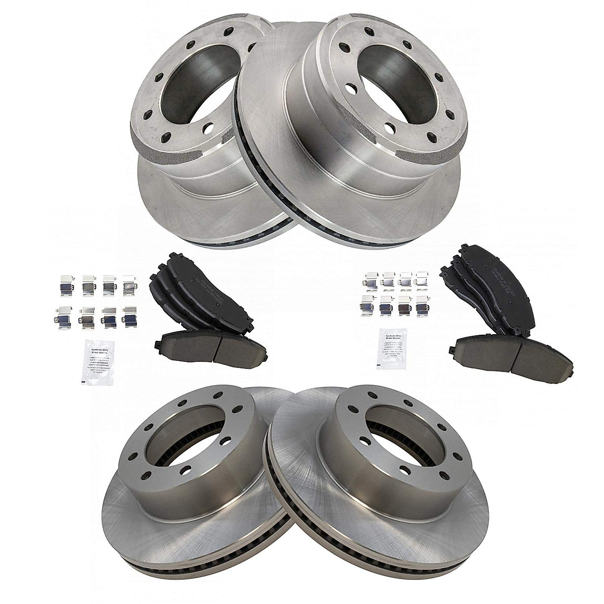 TRQ Front and Rear Brake Pad & Rotor Kit Brake Chemical Kit Brake Pads Brake Rotor Ceramic Compatible with 2013-2021 Ford F-250 Super Duty F-350 Super Duty