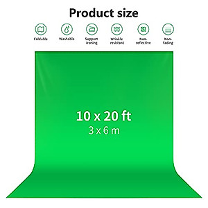Neewer 10x20 ft/3x6 Meters Photography Backdrop Background, Green Chromakey Muslin Background Screen for Photo Video Studio, Zoom, YouTube, Gaming (Background Only)