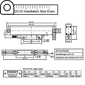 High Accuracy Linear Scale Encoder 5um 270mm (10") Travel Length for Lathe Machine Milling Machine DRO Tools