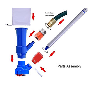 PoolSupplyTown Pool Spa Jet Vacuum Cleaner w/ Brush & 48-inch Poles, Ideal for Frame Aboveground/Inflatable Pool, Spa, Hot Tub, Pond, Fountain Vacuuming, No Electric Power Needed, Use Water Pressure From Garden Hose to Vacuum (Optional, A Telescopic Pool