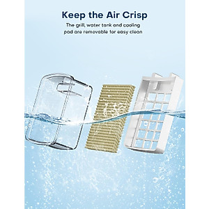 CENSTECH Evaporative Air Cooler, Swamp Cooler Air Conditioner w/ 12H Timer for Auto-off, 6 Upgraded Ice Packs, 3-Speed Windowless Air Conditioner, Smart Remote, Dual Tank Portable Air Cooler for Room