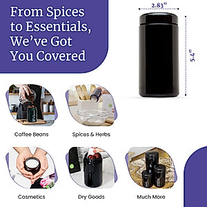 Infinity Jars Classic Black Glass Jar 400 ml (13.53 fl oz) Ultraviolet Airtight Smell Proof, Refillable Container Screw top Jar for Long term storage Coffee, Spices, Dried Goods Jar for Kitchen 3 Pack