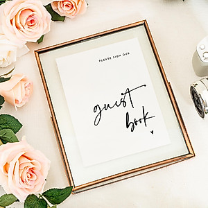 Calculs 'Please Sign' Clear Glass Copper Sign Holder, 8x10in Gold Glass Picture Frames Menu Holder for Wedding Party Table Sign