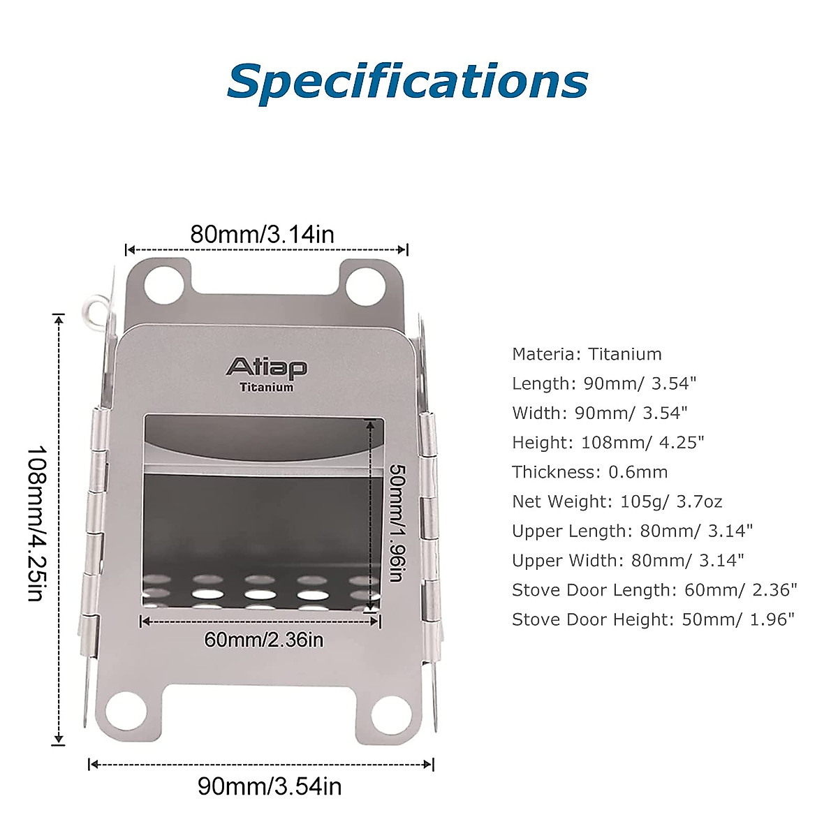 ATiAP Titanium Wood Burning Stove, Foldable Camping Backpacking Stove, Portable Wood Stove Alcohol Stove for Outdoor Camping Picnic BBQ