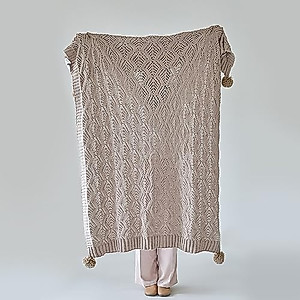 Naiveferry Knitted Throw Blanket with Tassel Brown, Super Soft Cozy Lightweight Fluffy Blanket Warm Woven Decorative Blankets for Women Men Bed Sofa Chair Couch Cover