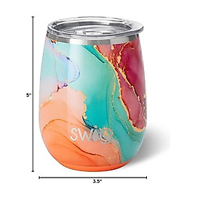 Swig Life 14oz Stemless Wine Cup, Insulated Wine Tumbler with Lid, Stainless Steel Travel Tumbler (Dreamsicle)
