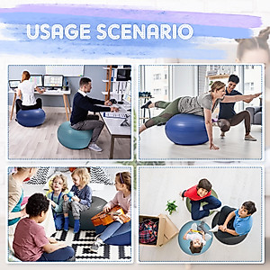 Wettarn 8 Pcs Flexible Seating for Classroom Inflatable Donut Ball Chair with Hand Pump Elementary Yoga Ball with Black Inflator Floor Cushion for Kids Exercise Balance Training Student Desk Chairs