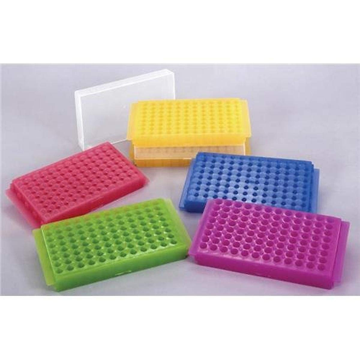 Evergreen Scientifics 240-6388-B30 96-Well Reversible Microcentrifuge Tube Rack, 1 mm Height, 4-1/2 mm Width, 9 mm Length, Polypropylene, Blue (Pack of 5)