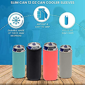 QualityPerfection Slim Can Coolers Sleeves (2 Pack) Insulated, Beer/Energy Drink Premium Neoprene 4mm Thickness Thermocoolers for 12 oz Skinny Beverage Can Covers (Texas Flag)