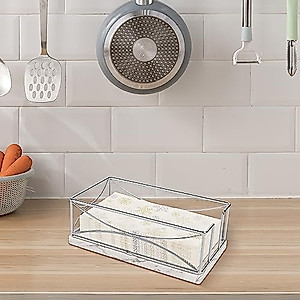 Livabber Guest Napkin Holder with Marble Base, Metal Bathroom Paper Hand Towel Storage Modern Napkin Tray Caddy for Countertop, Table Kitchen, Dinning Room (Chrome)