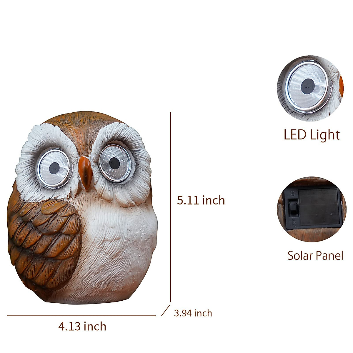 Solar Garden Light Owl Statue Outdoor Figurines Solar Powered LED Garden Decor Outdoor Ornaments Gift Statue for Yard and Pathway Waterproof Rein Charging Lighting Decoration
