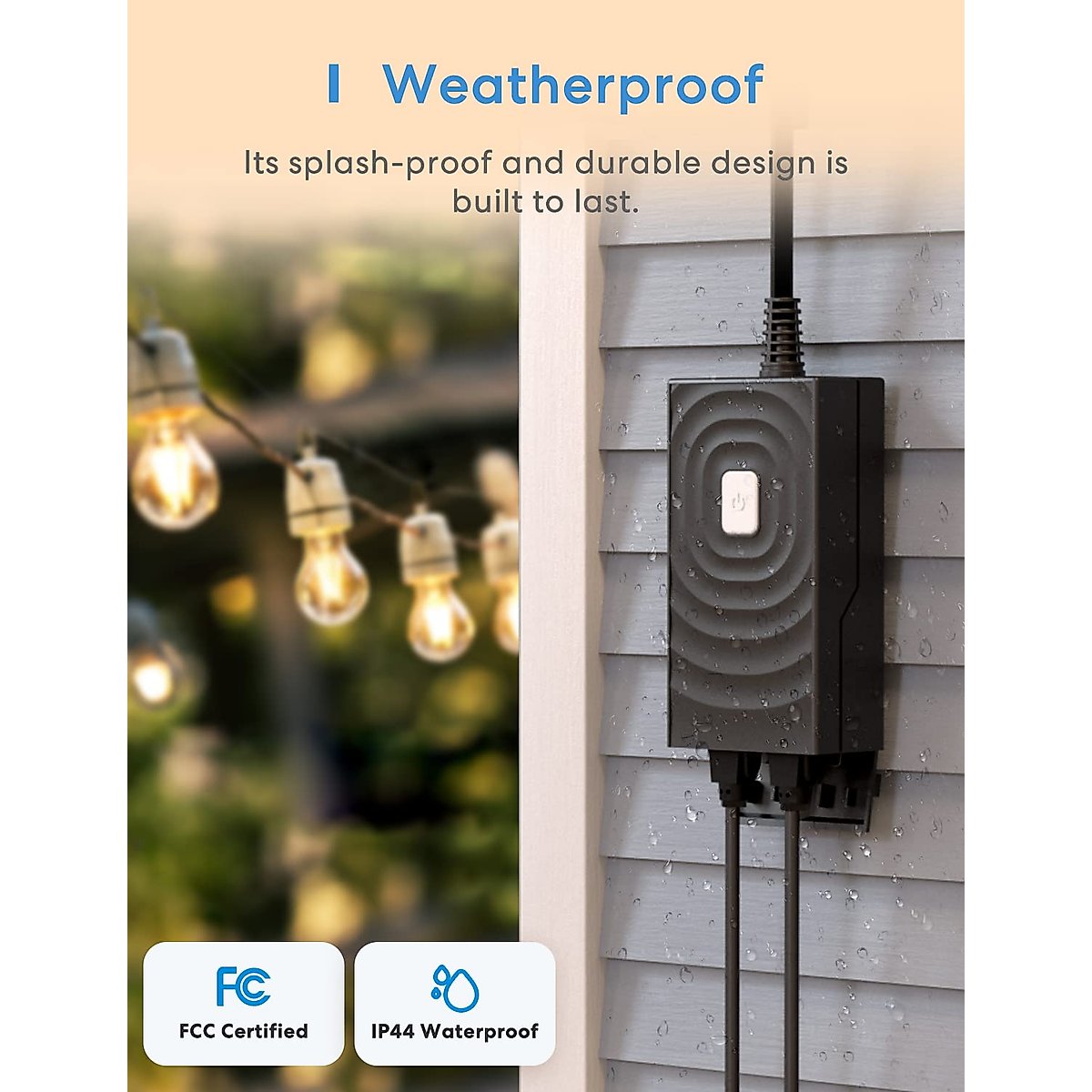 meross Smart Outdoor Plug, Waterproof WiFi Outdoor Outlet, Compatible with Apple HomeKit, Amazon Alexa, Google Assistant and SmartThings, Remote Control, Timer, FCC and ETL Certified
