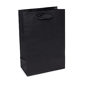 Prime Line Packaging 6x3x9 50 Pack Mini Black Gift Bags with Handles Small, Party Gift Bags, Kraft Paper Gift Bags Bulk for Small Business, Boutique
