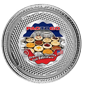 PACTOGO 12" Round Aluminum Foil Pizza Pan - Disposable Waffle Bottom Baking Sheets Made in USA (Pack of 12)