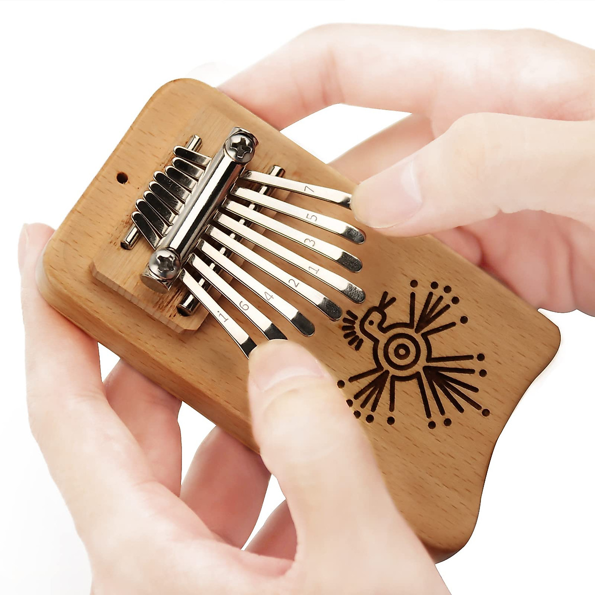 REGIS Kalimba 8 Key exquisite Finger Thumb Piano Marimba Musical good accessory Pendant Gif (Wood color)