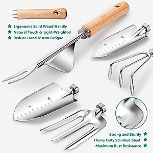 Grenebo Gardening Tools 9-Piece Heavy Duty Gardening Hand Tools with Fashion and Durable Garden Tools Organizer Handbag,Rust-Proof Garden Tool Set, Ideal Gardening Gifts for Women (Green)