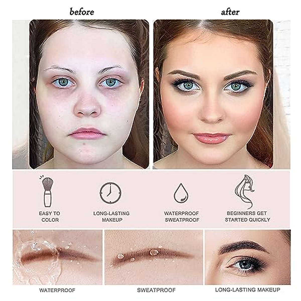 Youngfocus Eye Makeup Brow Contour Kit, 6 Waterproof Eyebrow Powders Palette Set, 5 Eyebrow Stencils,14 Highly Pigmented Eyeshadows, 3 Highlighter Contour Powders, Spoolie/Brush Duo, Eye Brow Wax - Best Gift