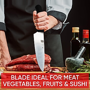 Light 'n' Mighty 8-Inch Chef Knife, Razor Sharp Kitchen Knife, Carbon Stainless Steel Knife, Perfect as Chopping Knife, Meat Knife or Slicing Knife | Very Sharp Knife, Cuts Everything With a Touch.
